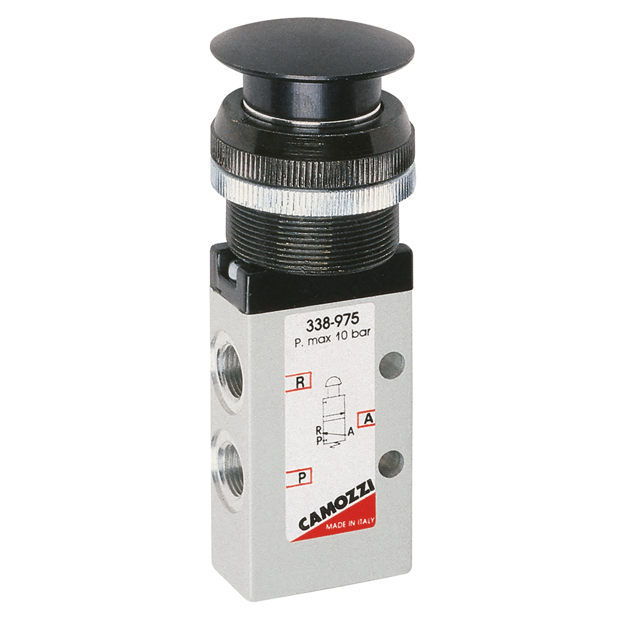 Camozzi 338 975 - 1/8 3/2 Palm Switch Black — FluidAirFittings