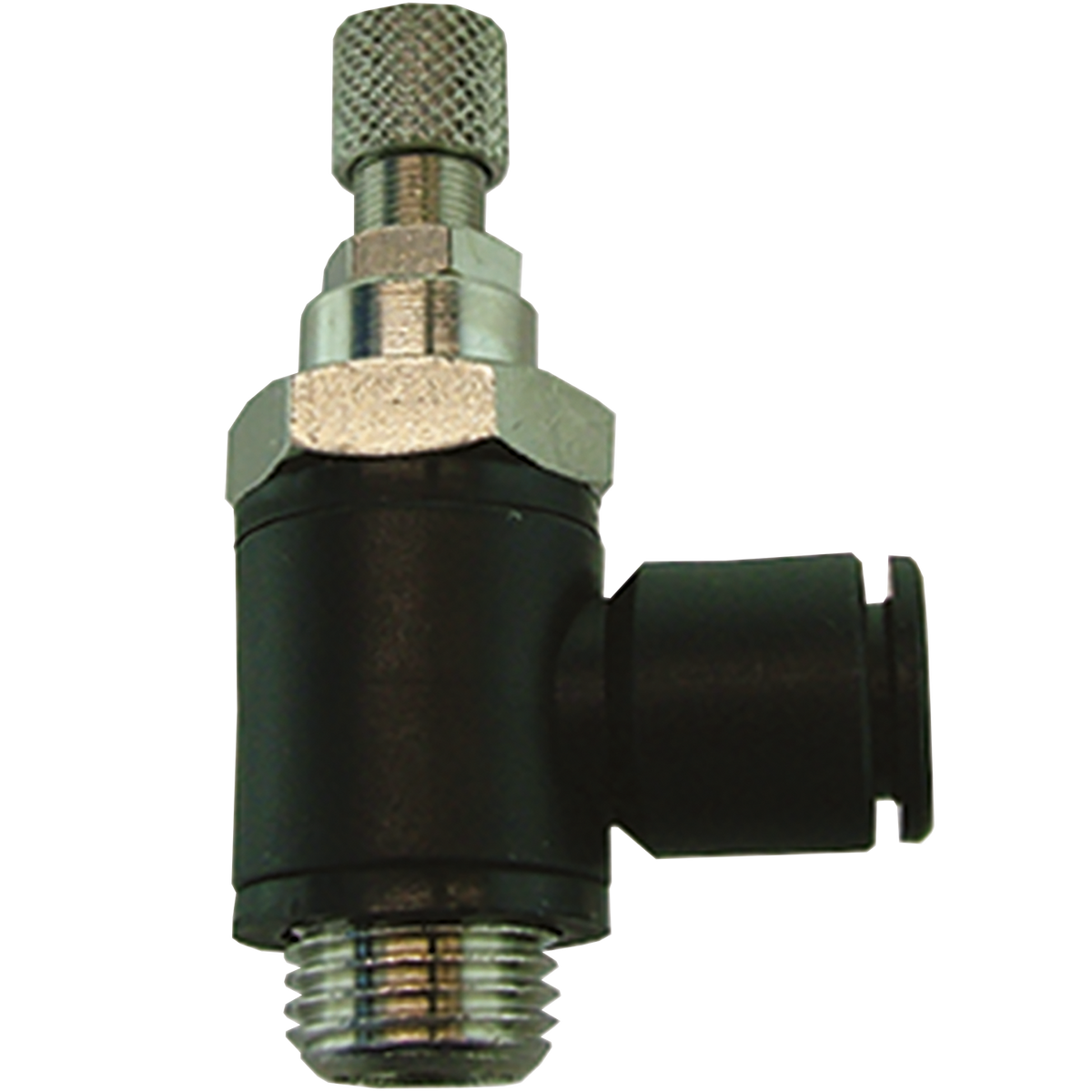 C Matic MV374M5C - Elbow Flow Control 4mm -M5 Metric | FluidAirFittings