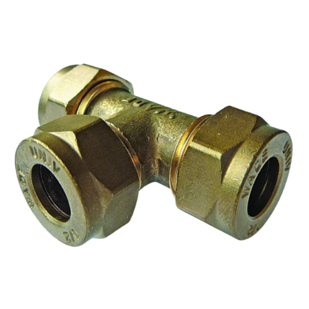 Wade Equivalent Brass Equal Tee 1/2" Tube O/D 2051 | FluidAirFittings